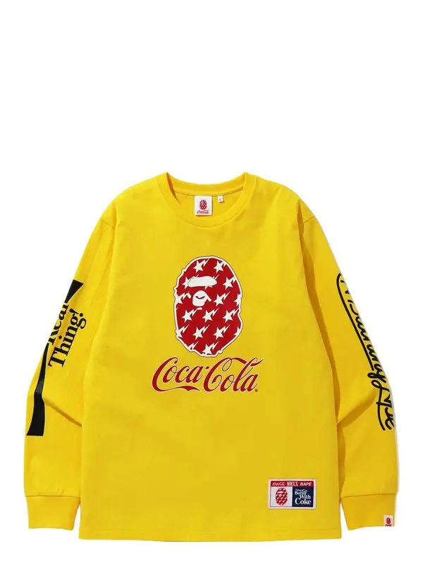 A BATHING APE X Coca Cola Long Sleeve Tee Shirt - Yellow