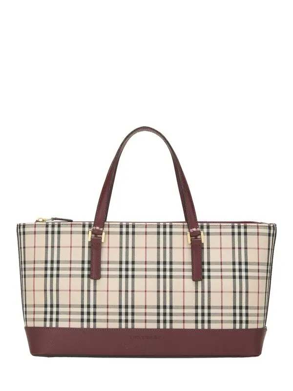 Burberry House Check Jacquard Handbag - Burgundy