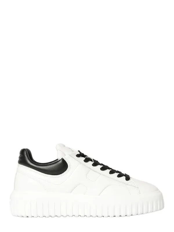 Hogan H-stripes Leather Sneakers With Logo - White