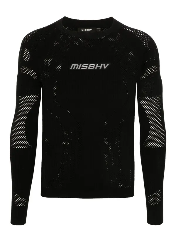 MISBHV Logo-appliqué Open-knit Jumper - Black