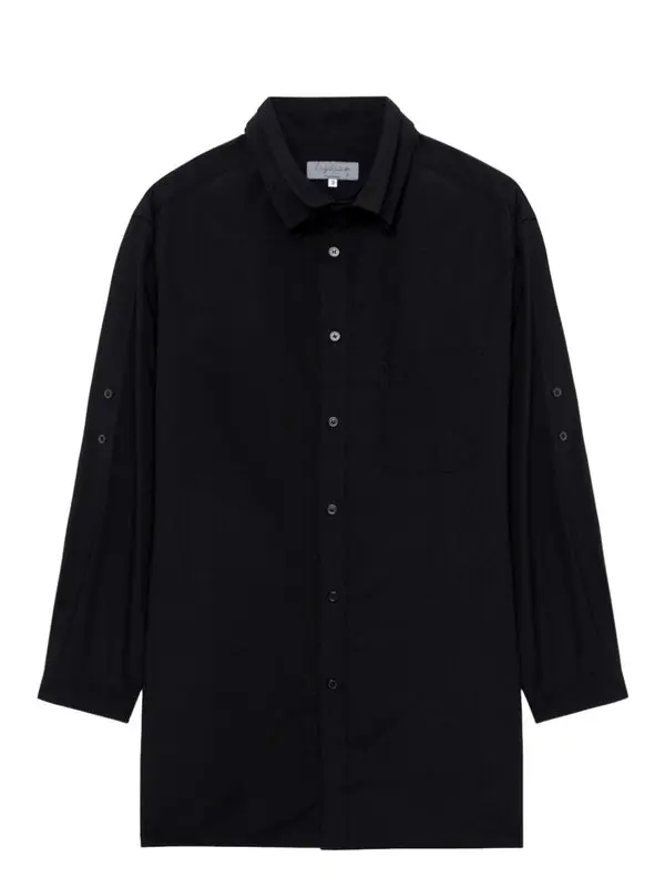 Yohji Yamamoto Layered-collar Cotton Shirt - Black