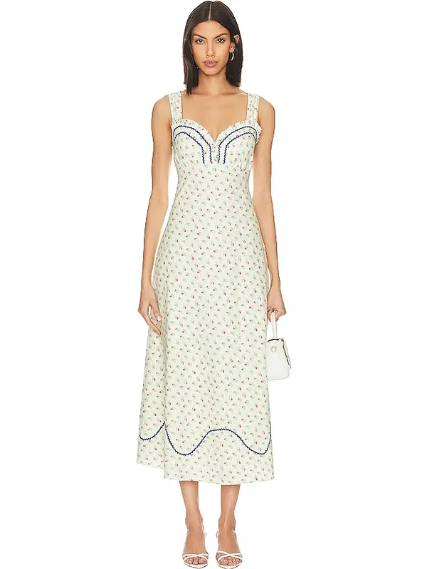 Free People Sweet Hearts Midi Dress - Ivory Combo