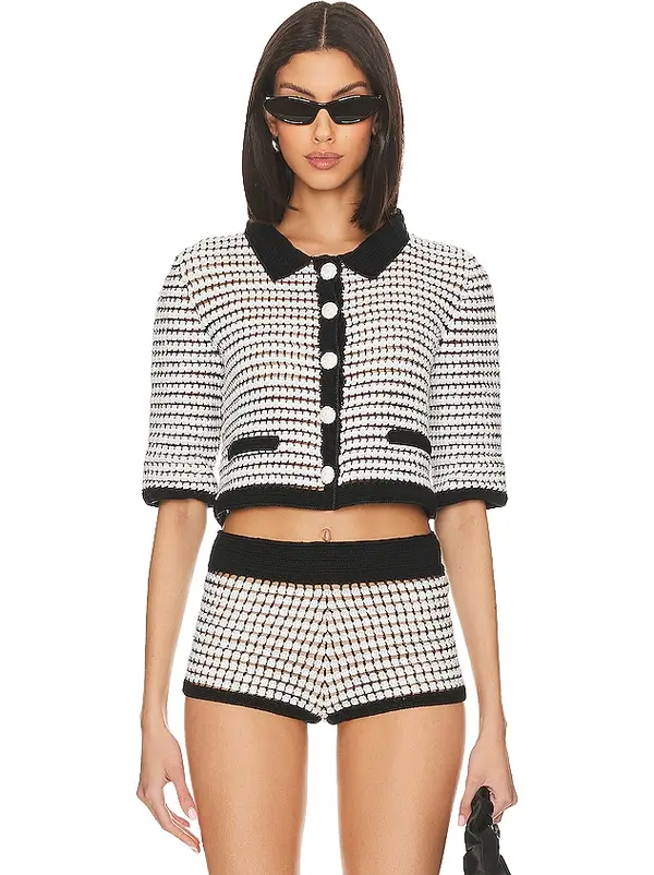 My Beachy Side X Crochet Cropped Cardigan - Black & White