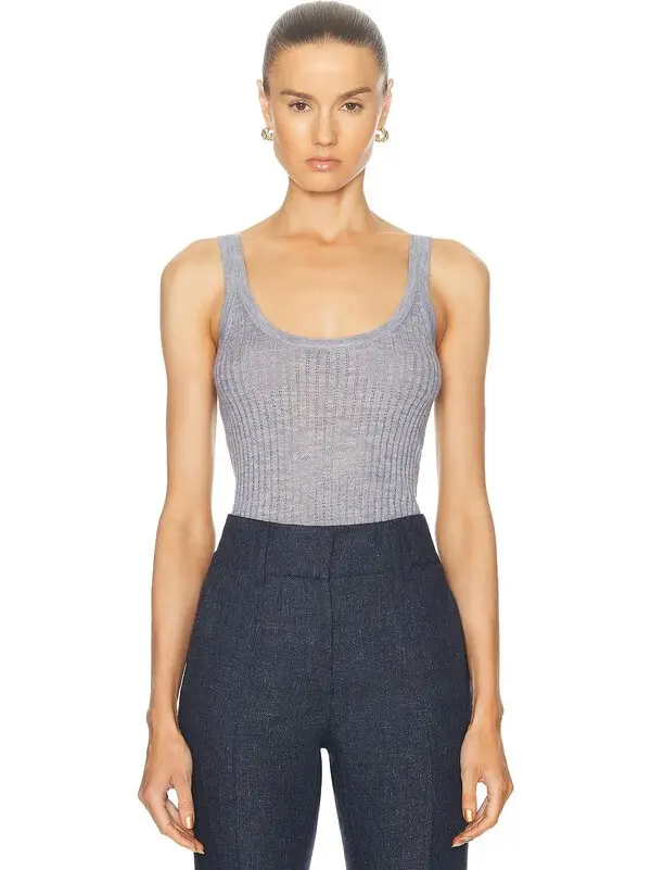 Gabriela Hearst Nevin Pointelle Tank Top - Heather Grey
