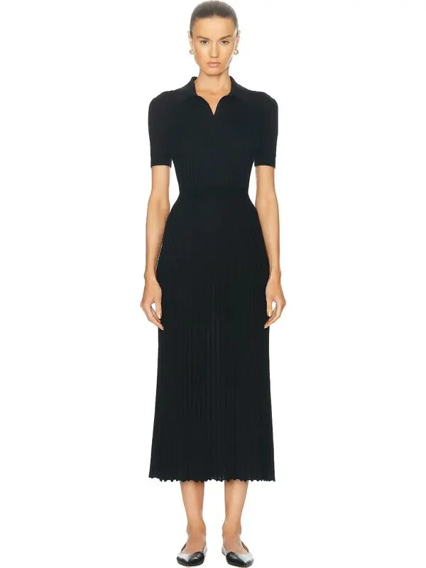 Gabriela Hearst Amor Ribbed Knit Midi Dress - Black