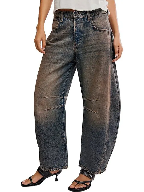 Free People Mid-rise Barrel Jeans - Lost