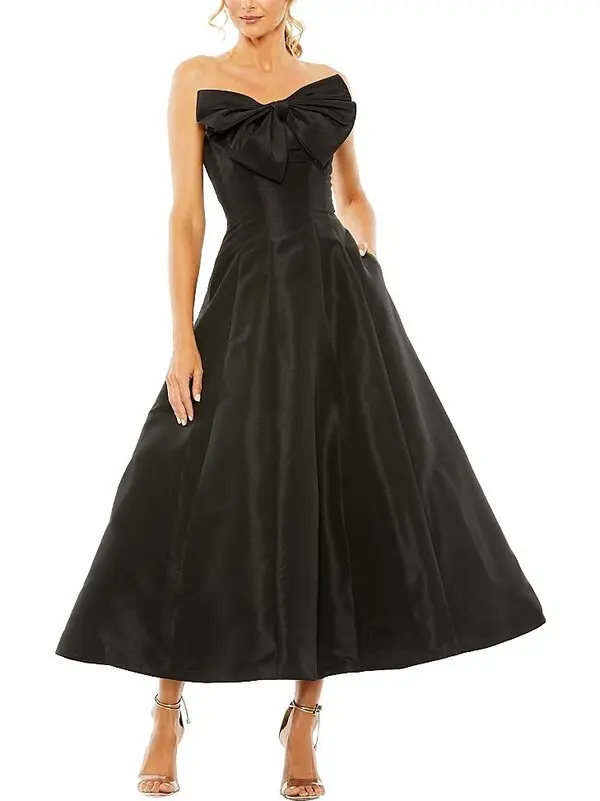 Mac Duggal Bow Detailed Strapless Ballgown - Black