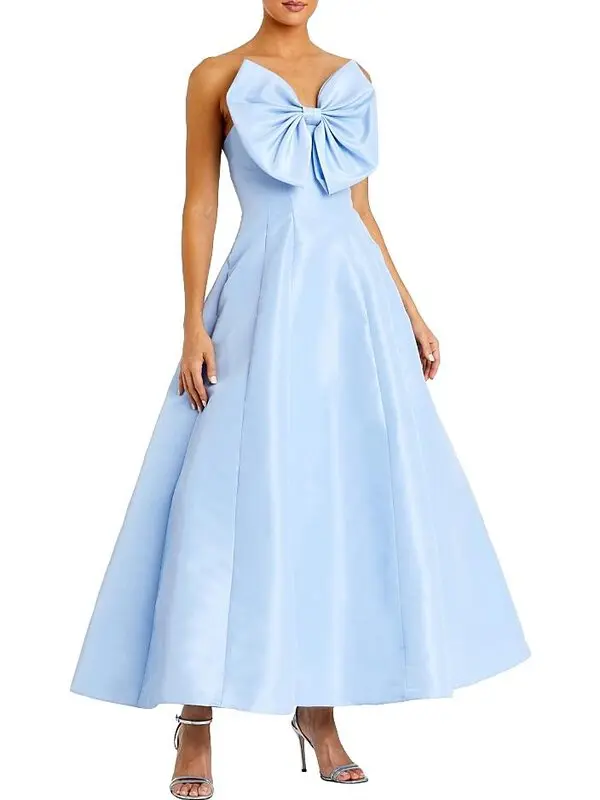 Mac Duggal Bow Detailed Strapless Ballgown - French Blue