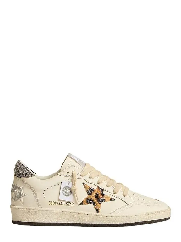 Golden Goose Ball Star Low Top Sneakers - White/beige Brown Leo/black