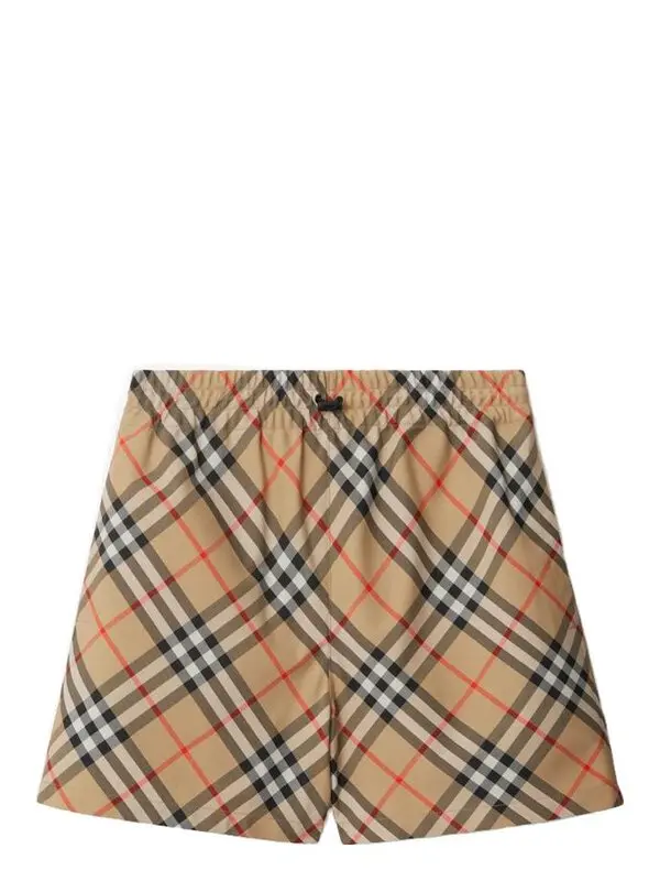 Burberry Check Shorts With Equestrian Knight Design - Sand Beige