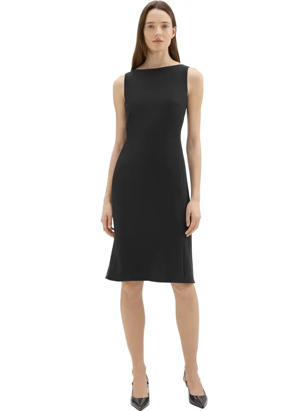 Theory Flared Crepe Dress - Black
