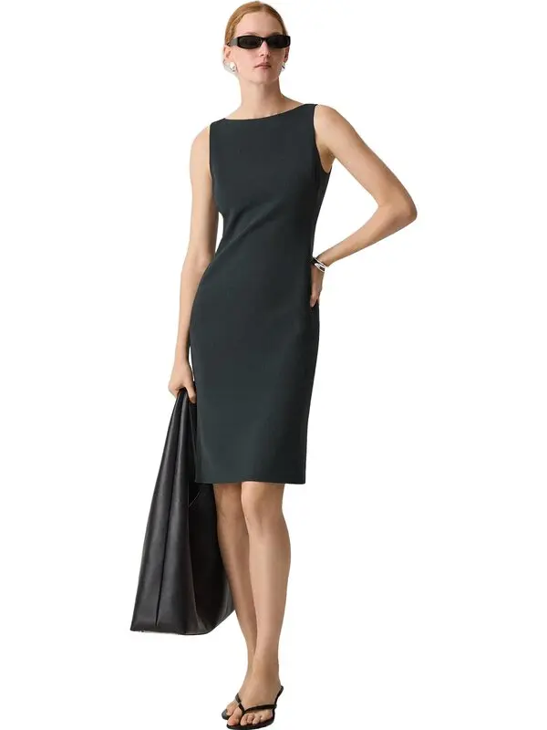 Theory Flared Crepe Dress - Rich Green