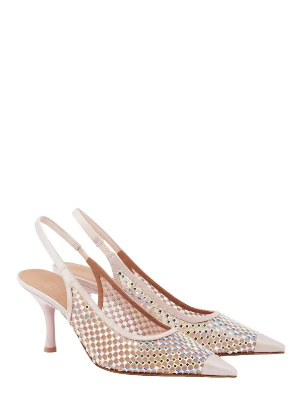 MALONE SOULIERS Vesper 70 Embellished Slingback Pumps - Beige