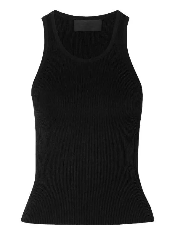 NILI LOTAN Lottie Ribbed Silk Tank - Black