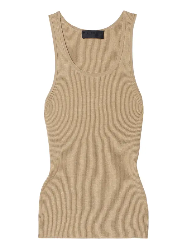 NILI LOTAN Lottie Ribbed Silk Tank - Neutrals