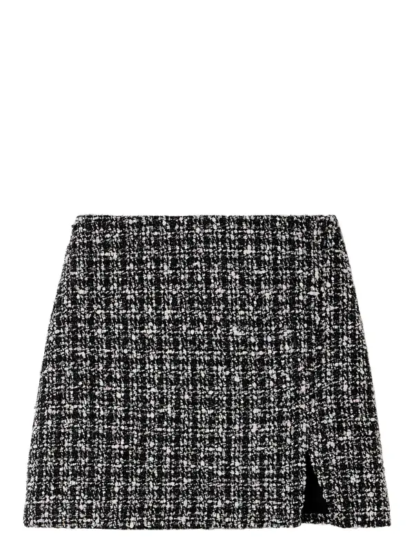 SELF-PORTRAIT Metallic Bouclé-tweed Mini Skirt - Black