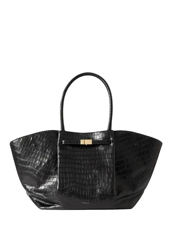 DEMELLIER Net Sustain New York Croc-effect Leather Tote - Black