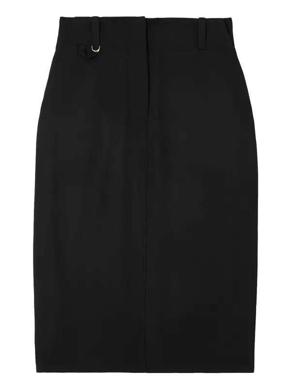 Jacquemus Bari Belted Wool Midi Skirt - Black