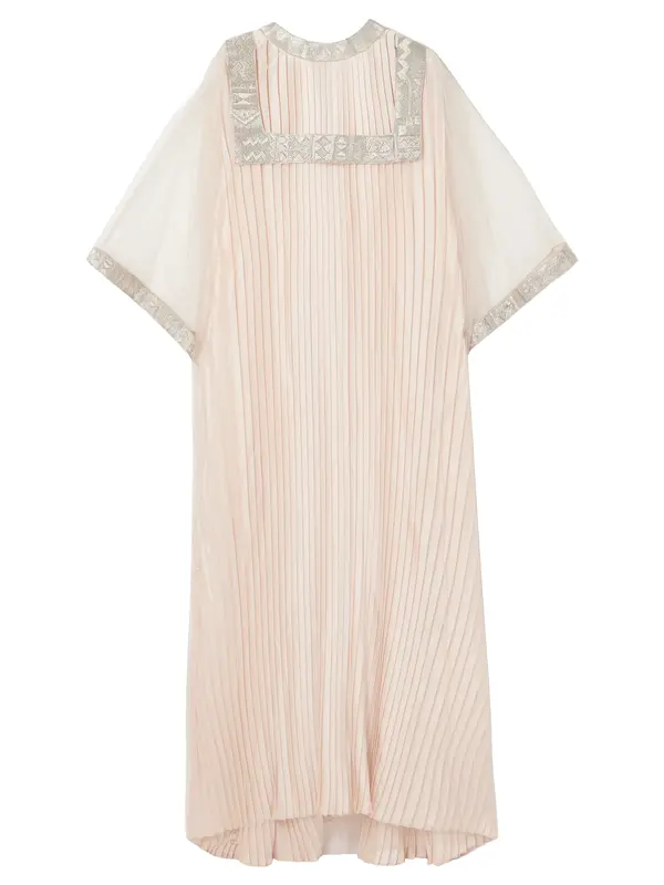 SHATHA ESSA Layered Embroidered Gown - Neutrals