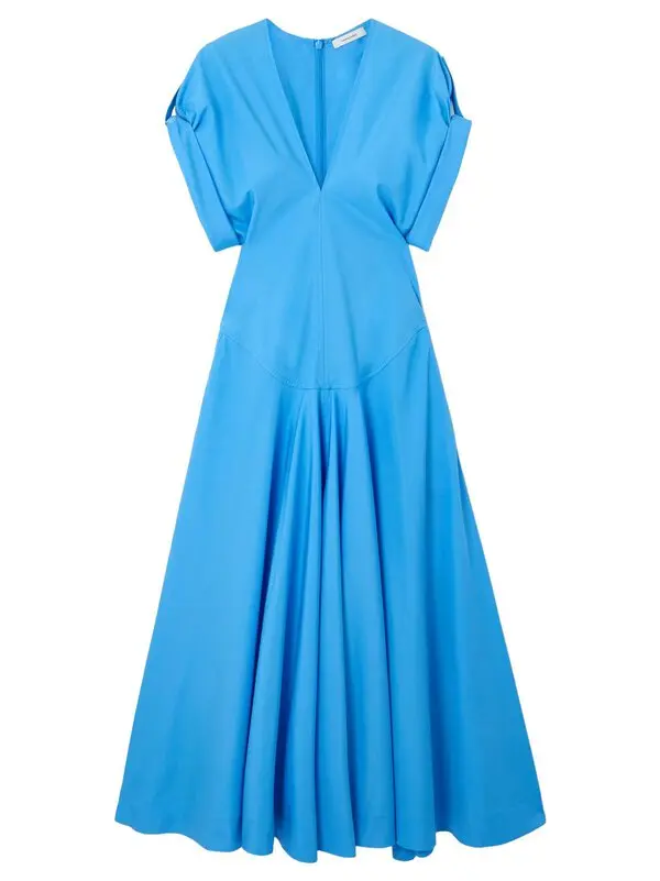 FERRAGAMO Cotton-poplin Midi Dress - Blue