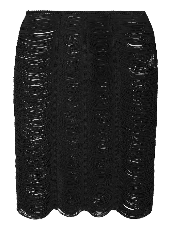 TOM FORD Fringed Open-knit Midi Skirt - Black