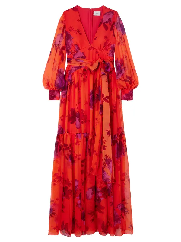 Erdem Belted Floral-print Maxi Dress - Red