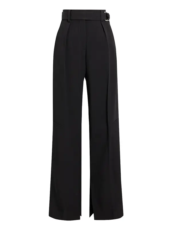 JIL SANDER Belted Pleated Wide-leg Trousers - Black