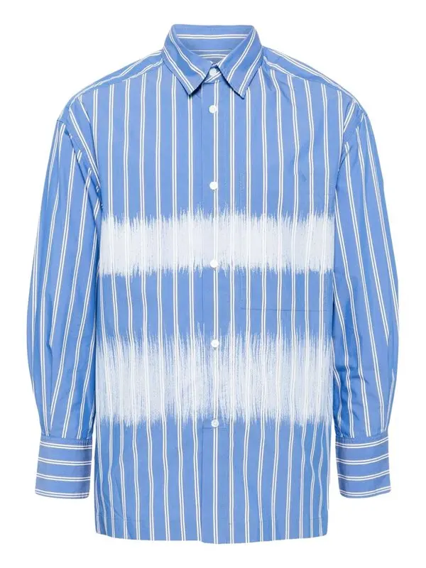 CROQUIS Stripe-pattern Cotton-blend Shirt - Blue