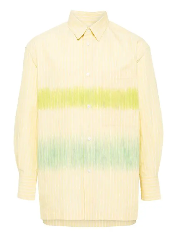 CROQUIS Stripe-pattern Cotton-blend Shirt - Yellow