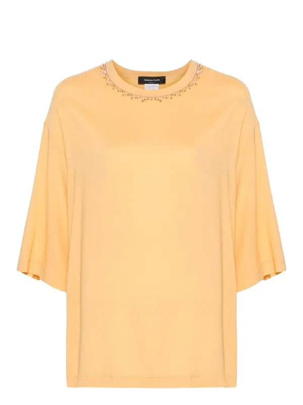 Fabiana Filippi Sablé Bead-embellished T-shirt - Orange