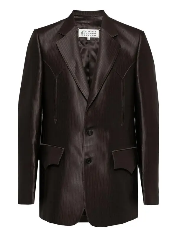 MAISON MARGIELA Striped Single-breasted Blazer - Brown