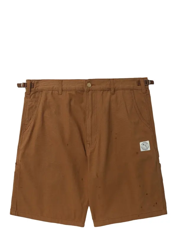 Izzue Logo-patch Cotton Shorts - Brown