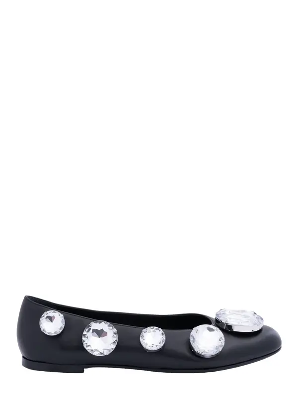 AREA Crystal-embellished Ballerina Shoes - Black