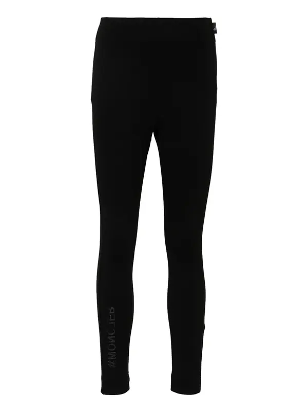 Moncler Rubberised-logo Performance Leggings - Black
