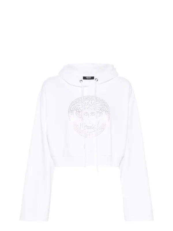 Versace Medusa Head-motif Cotton Hoodie - White