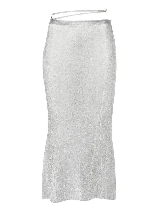 Jacquemus Le Brilho Lurex Midi Skirt - Silver