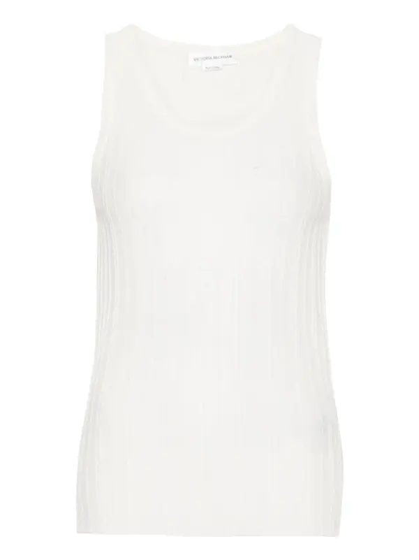 Victoria Beckham Striped Fine-knit Tank Top - White