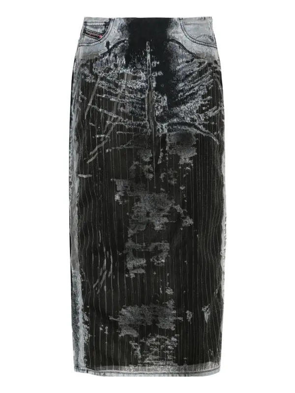 DIESEL De-pra-fse1 Denim Midi Skirt - Black