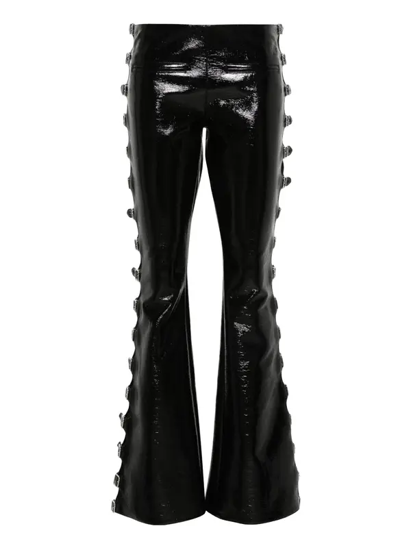 COURREGES Patent-finish Flared Trousers - Black