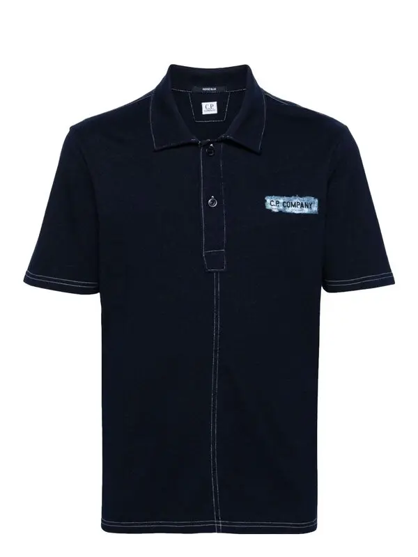 C.P. COMPANY Logo-embroidered Cotton Polo Shirt - Blue
