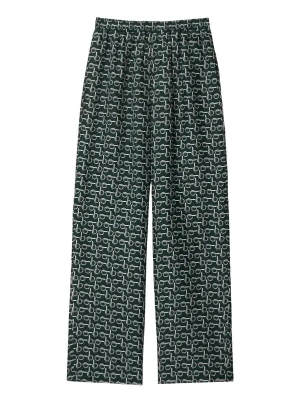 Burberry Printed Silk Trousers - Green