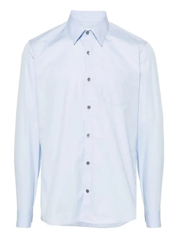 Dries Van Noten Straight-collar Cotton Shirt - Blue