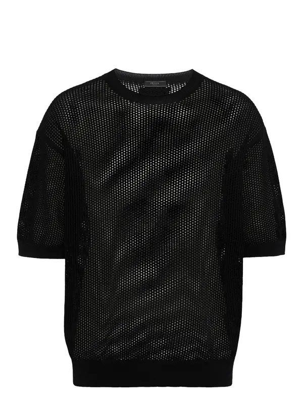 Prada Open-knit Short-sleeved Jumper - Black