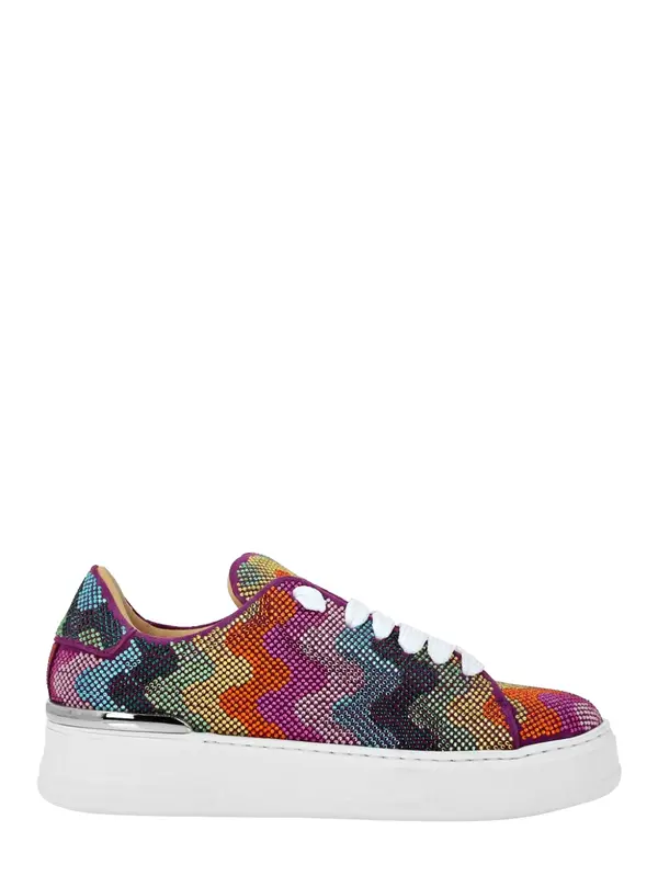 Philipp Plein Crystal Waves Rainbow Suede Sneakers - Orange