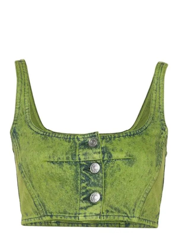 Marni Bleached Denim Crop Top - Green