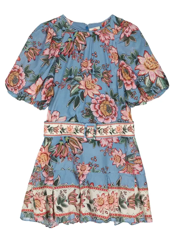 Farm Rio Bouquet-print Minidress - Blue