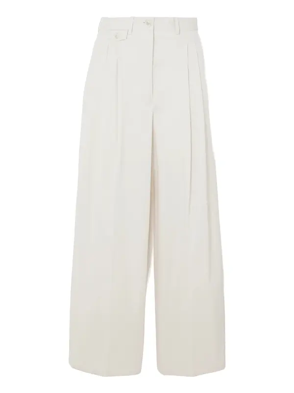 Purdey Pleated Wide-leg Trousers - Ivory