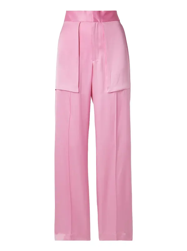 Sasuphi Adriana Satin-trimmed Silk-blend Pants - Pink