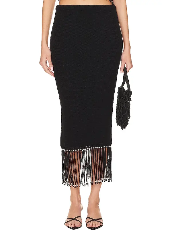 LOVERS AND FRIENDS Bryony Fringe Skirt - Black