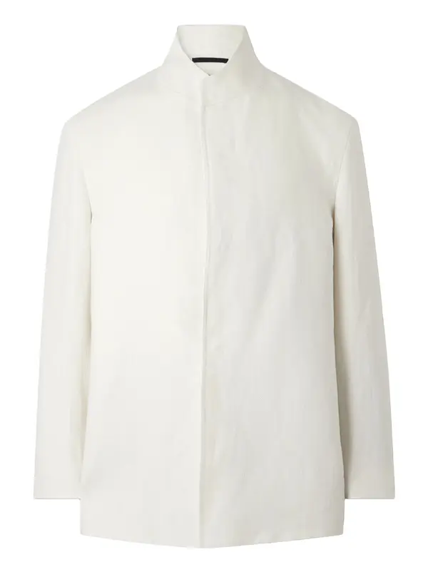 Zegna Mandarin-collar Unstructured Linen Blazer - Neutrals